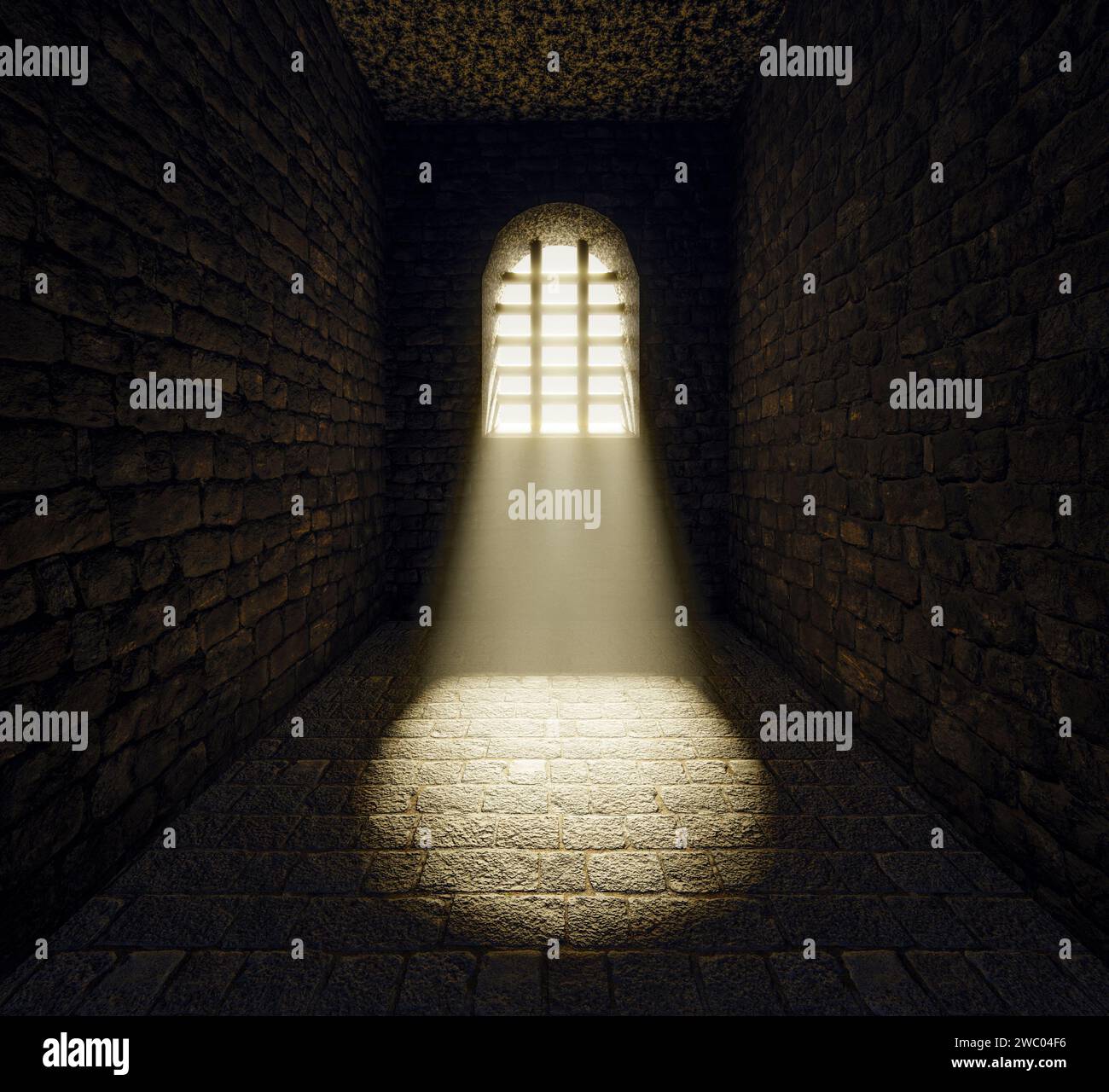 Light in the window of a dungeon in a stone old castle Stock Photo - Alamy