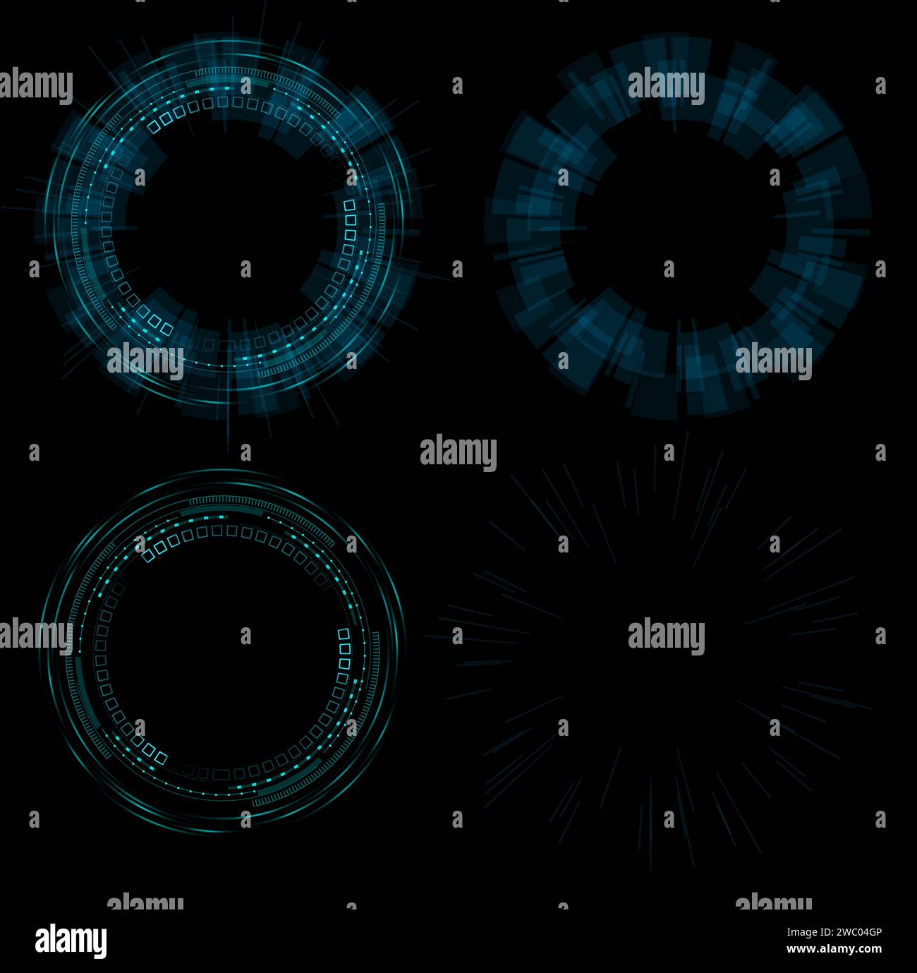 circle hud holographic futuristic design with blue glow separated shape ...