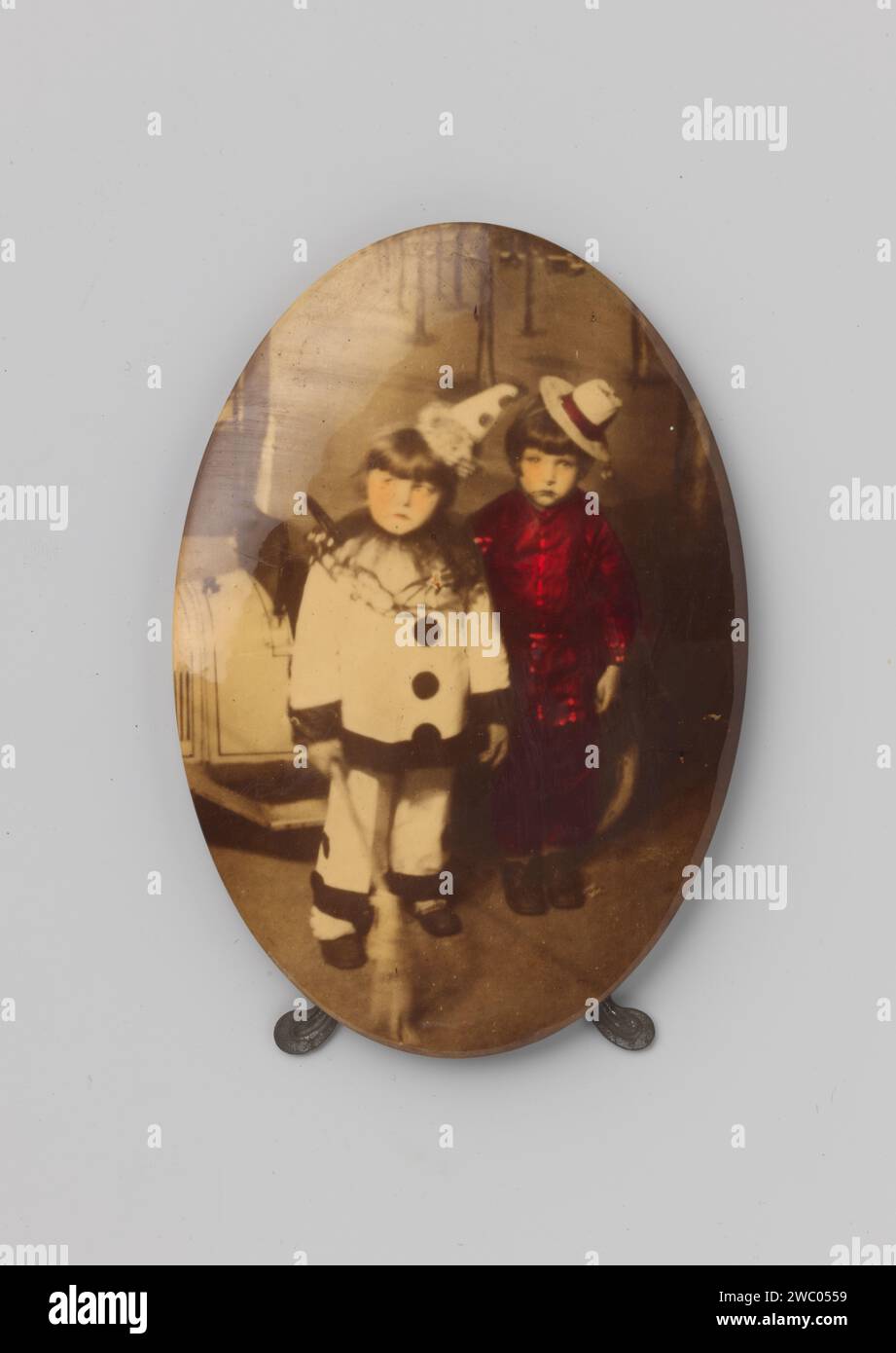 Double portrait of two unknown children in dress up clothes, 1880 ...