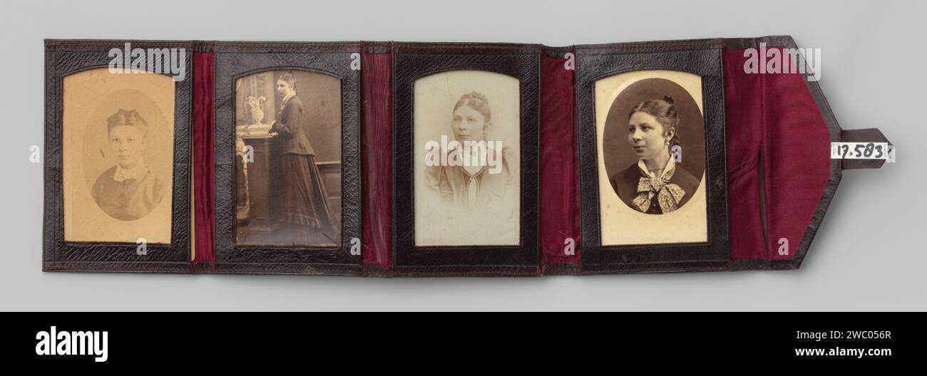 Portfolio with four portraits of an unknown woman, Pieter Voet, 1865 ...