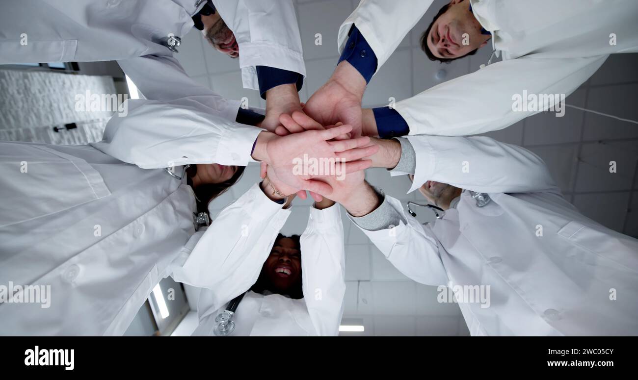 Diverse Medical Team Staff Hands Stack Outdoors Stock Photo - Alamy