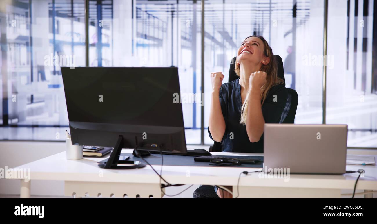 Excited Stock Market Broker Watching Screens And Trading Stock Photo ...