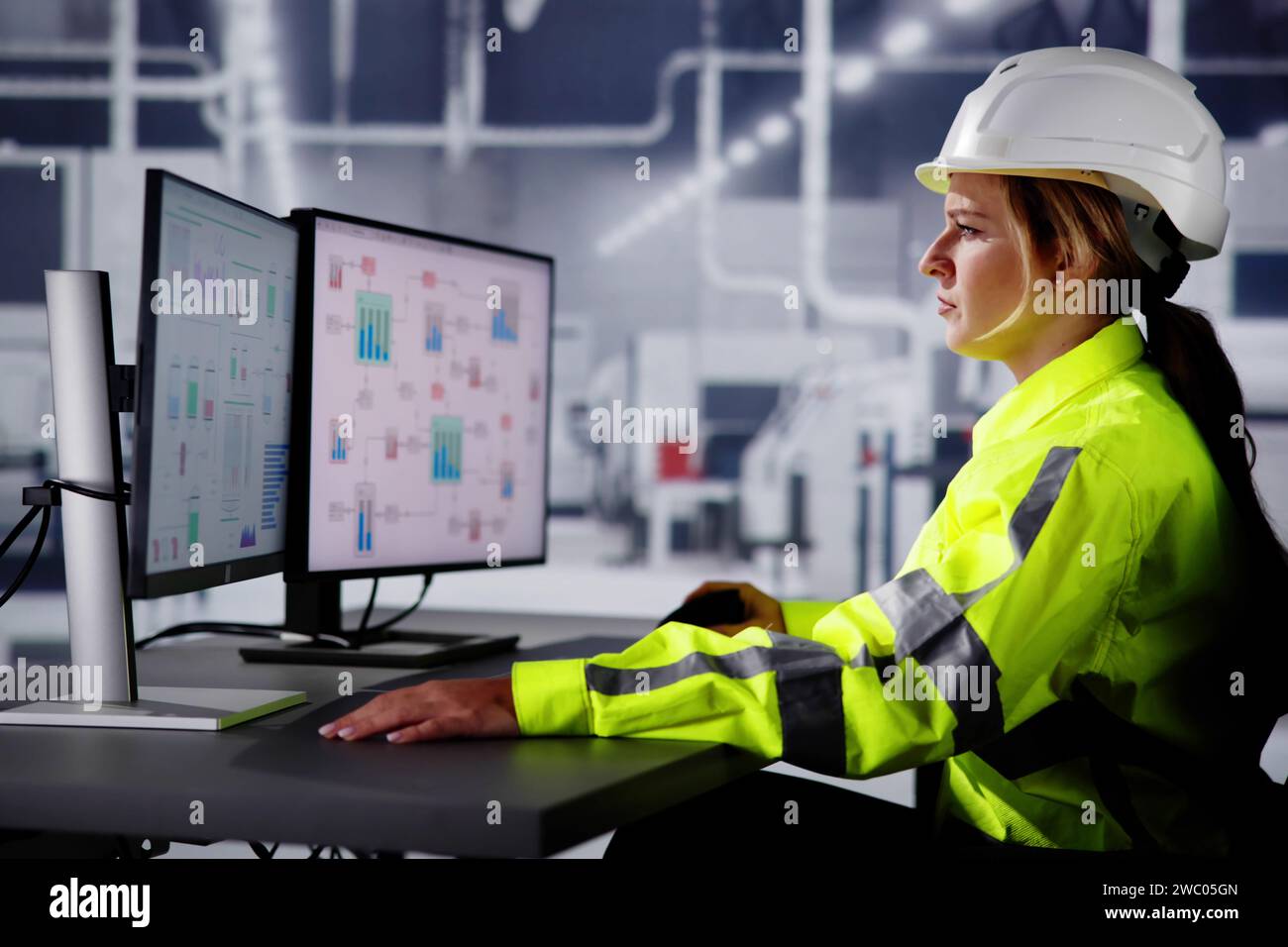 Engineer Operators Using Scada System At Industrial Plant Stock Photo ...