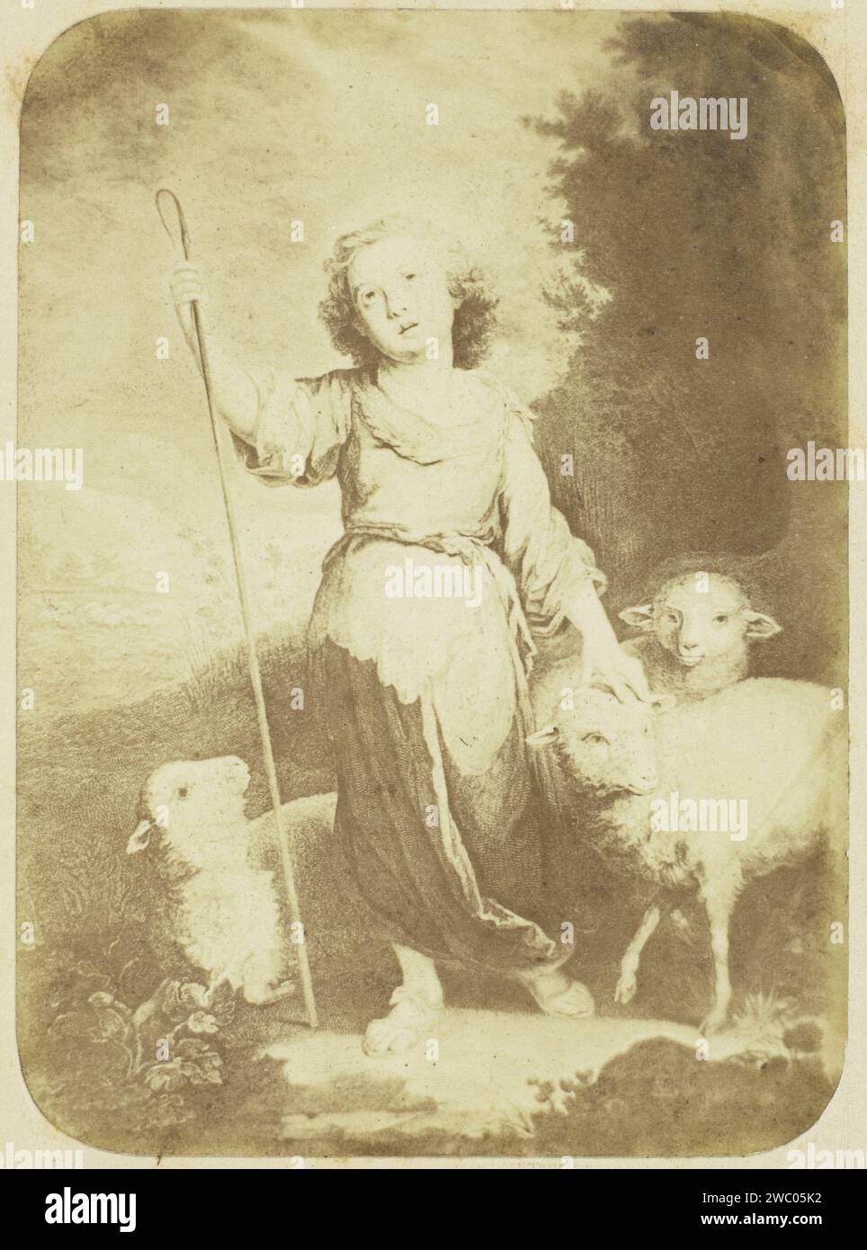 Print with Christ as the Good Shepherd, Eduard Isaac Asser, c. 1855 ...