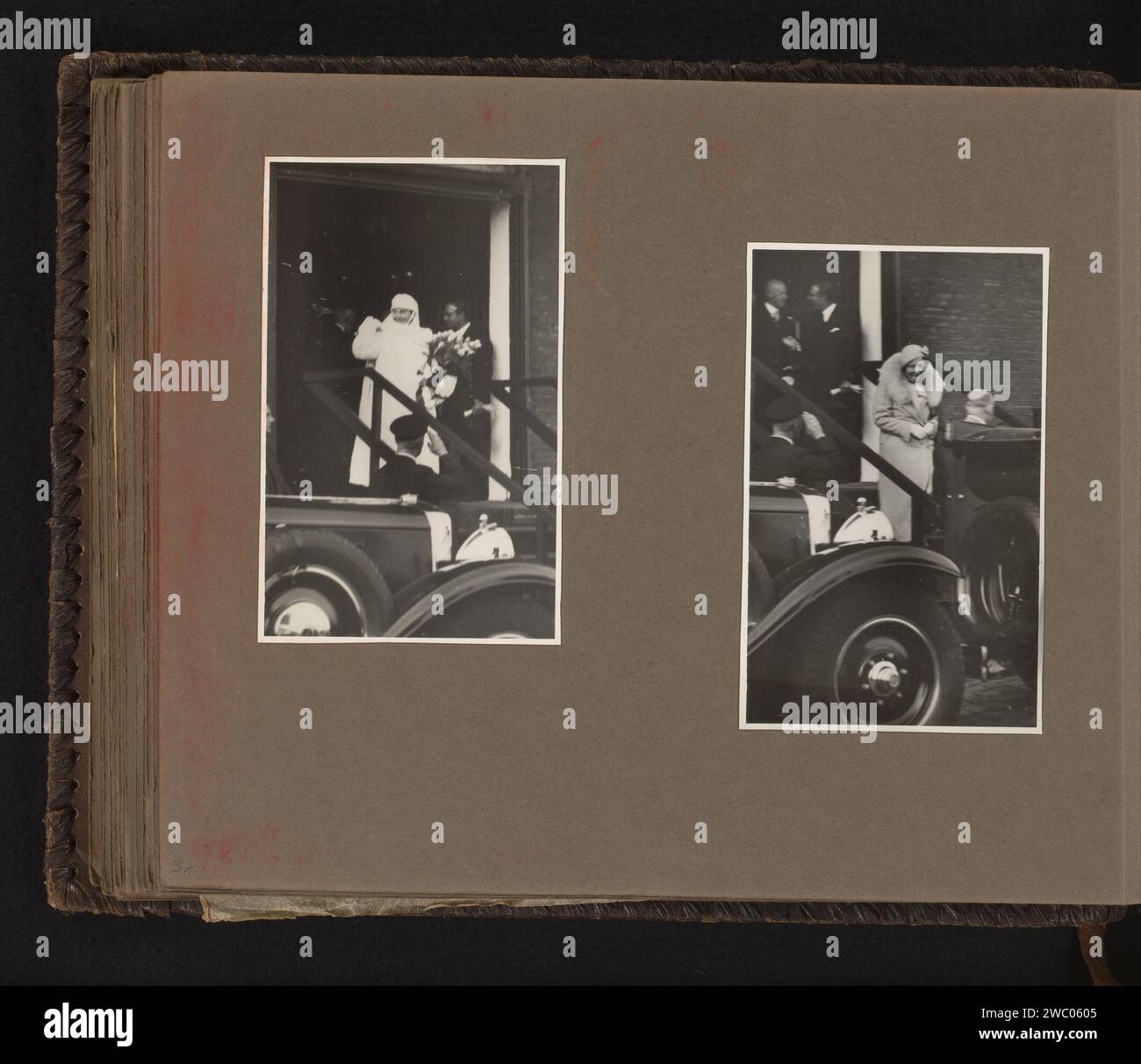 Two photos of Queen Wilhelmina and Princess Juliana in a car, Anonymous ...