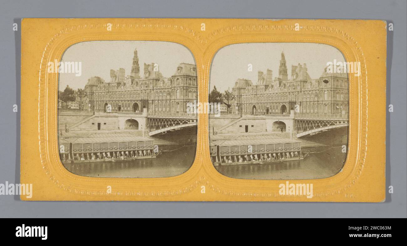 View of the Hôtel de Ville and the Pont d'Arcole, Paris, Anonymous ...