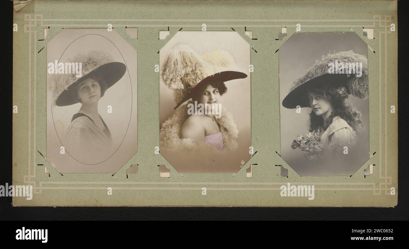 Drie portrettes van Actrices, new photographic society, Anonymous, 1900 ...