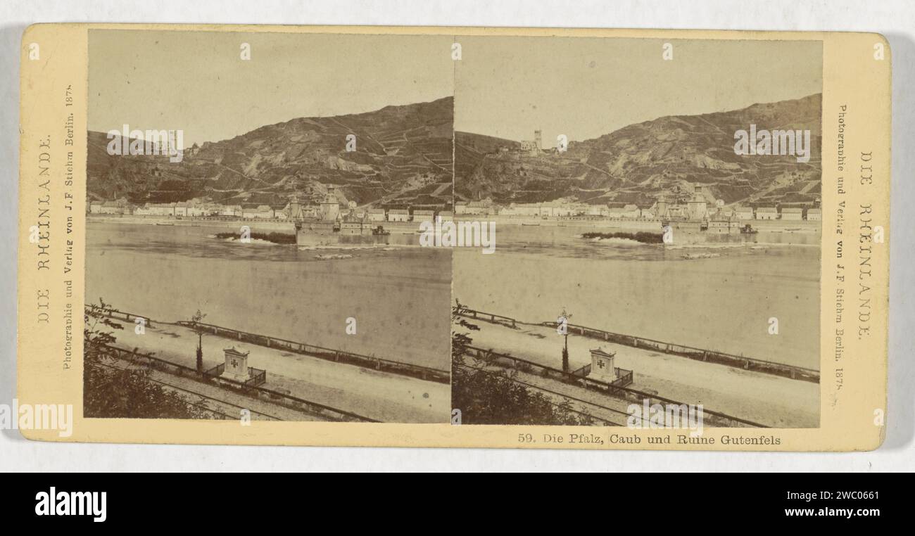 View of Kaub with Pfalzgrafenstein Castle and the ruin of Castle ...