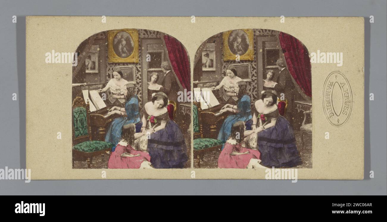 Scene in an interior, Anonymous, 1859 - 1863 stereograph Hamburg ...