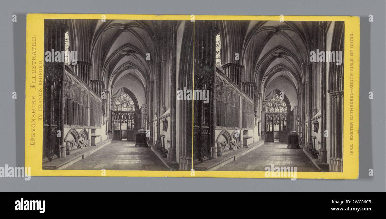 Interior of a side aisle of the Cathedral of Exeter, Francis Bedford, c ...