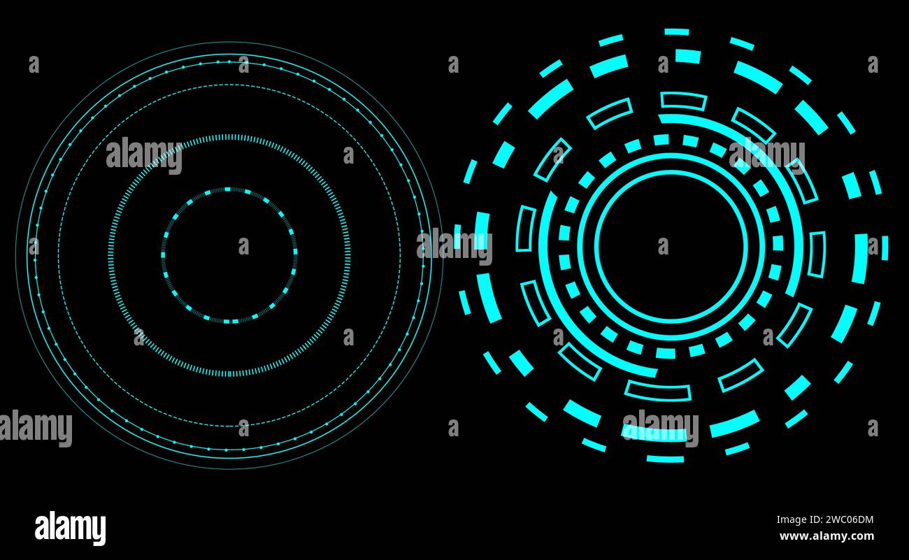 holographic hud circle blue futuristic design with Stock Photo - Alamy