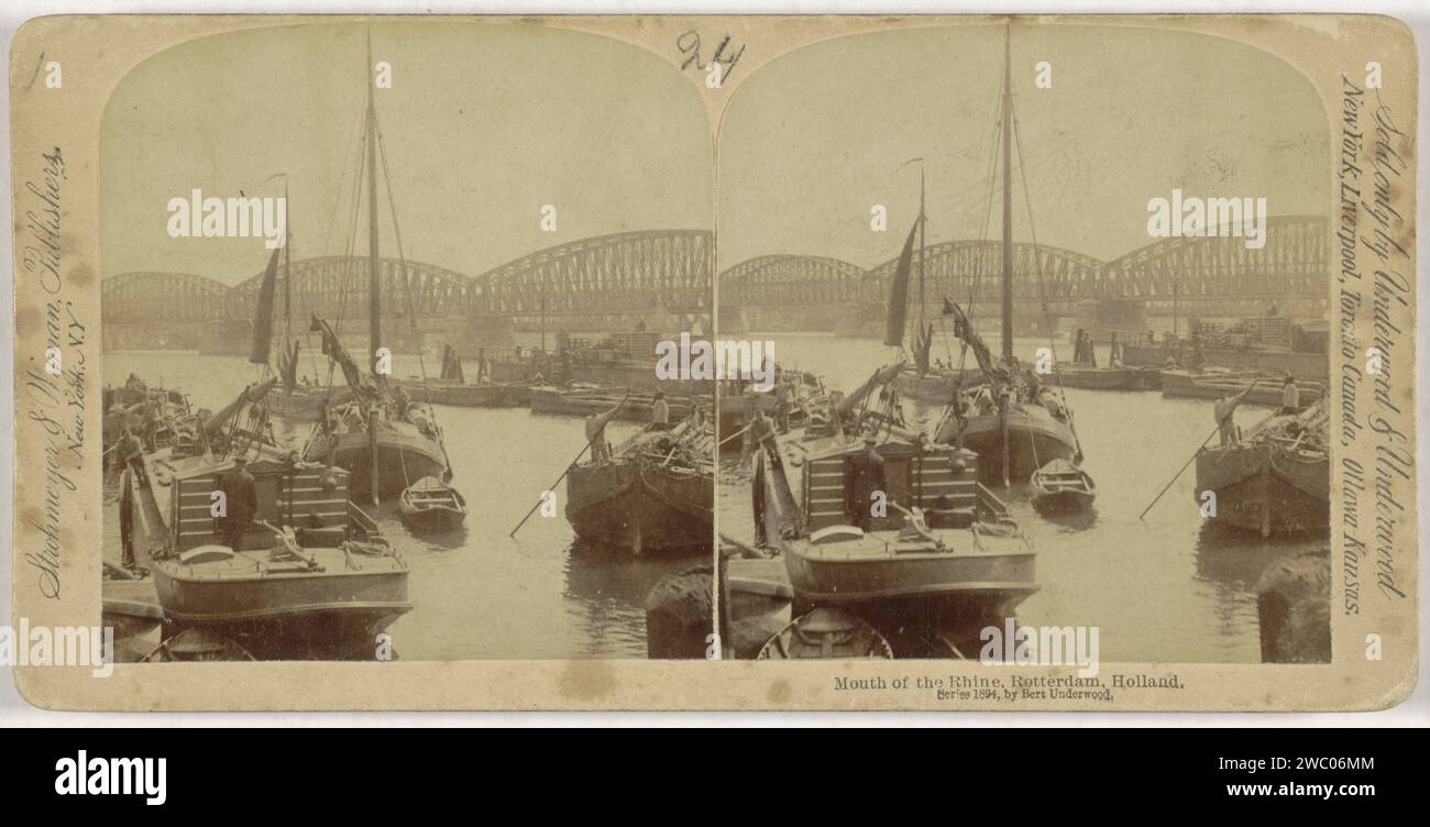 View of the mouth of the Rhine in Rotterdam, Bert Elias Underwood, 1894 ...