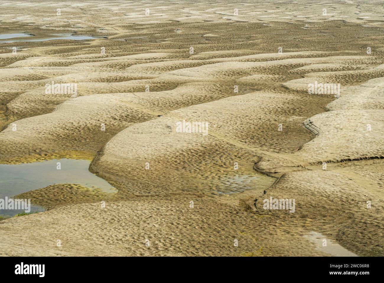 Embossed sandy texture. Sandbanks on the river bank Stock Photo - Alamy