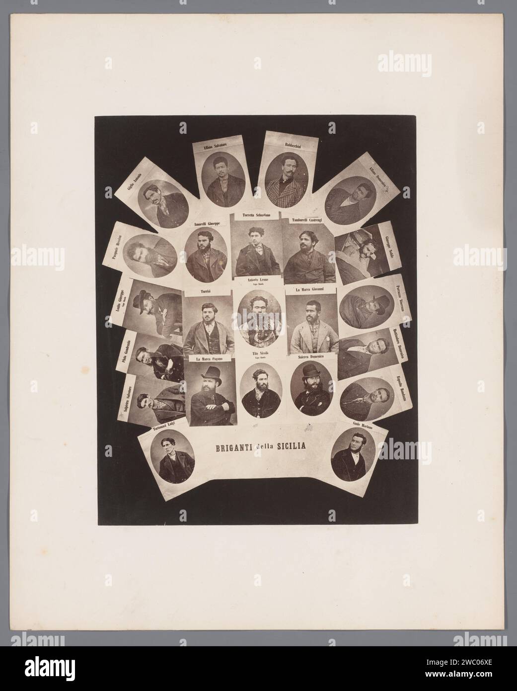 Collage with 23 portraits of Sicilian bandits, Anonymous, 1878 - 1880 ...