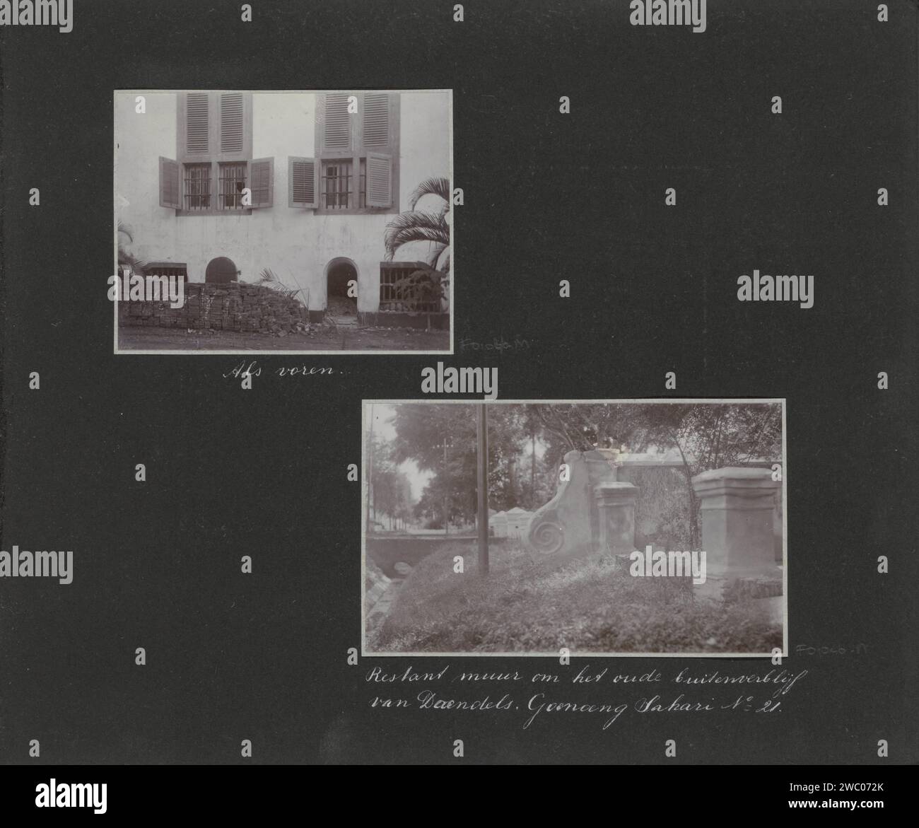 Row cells under the town hall of Batavia, in the foreground a stack of ...