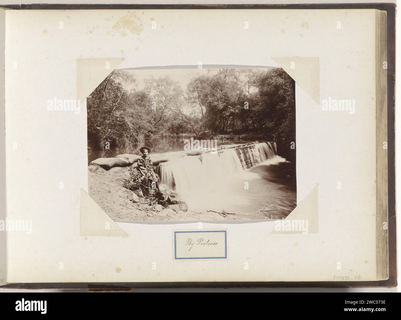 European girl at a waterfall at Pretoria, Anonymous, c. 1890 - c. 1920 ...