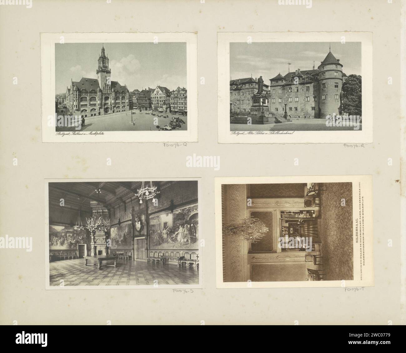 Square in Stuttgart with the old castle and the Schillermonument ...