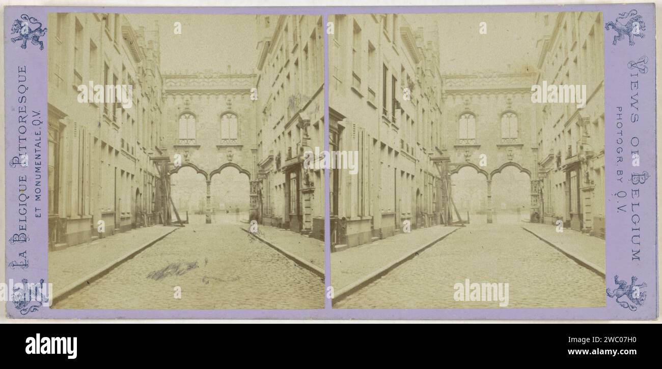 Entrance of the Handelsbeurs in Antwerp after the fire of 1853, Jules Hippolyte Quéval, 1866 ...