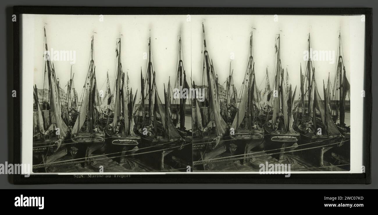 Sailing ships in the port of Le Tréport, France, Ferrier Père fils et ...