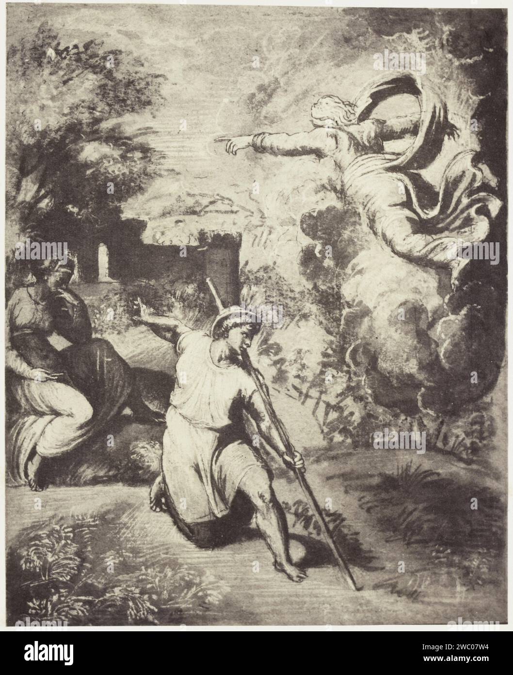 Photo production of a drawing by Rafaël, expulsion of Adam and Eva from ...