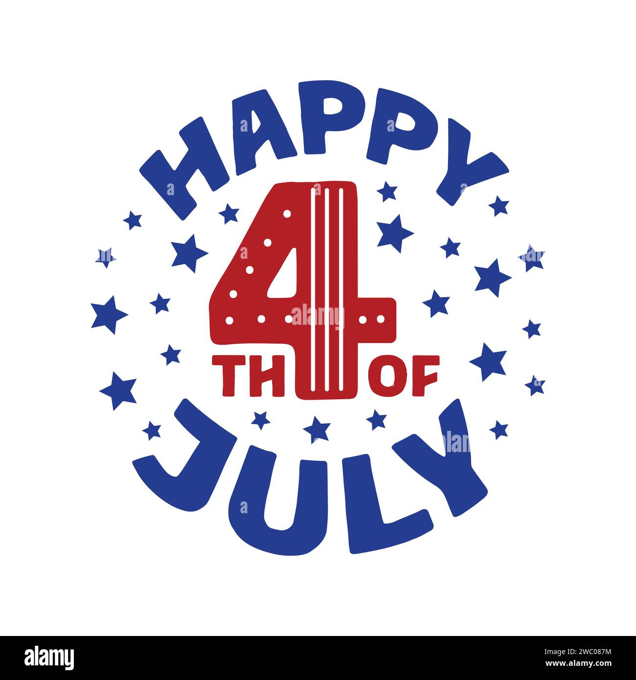 4 Th Of July Vector Typography Circular Label Design Happy Usa Independence Day 4 Th July