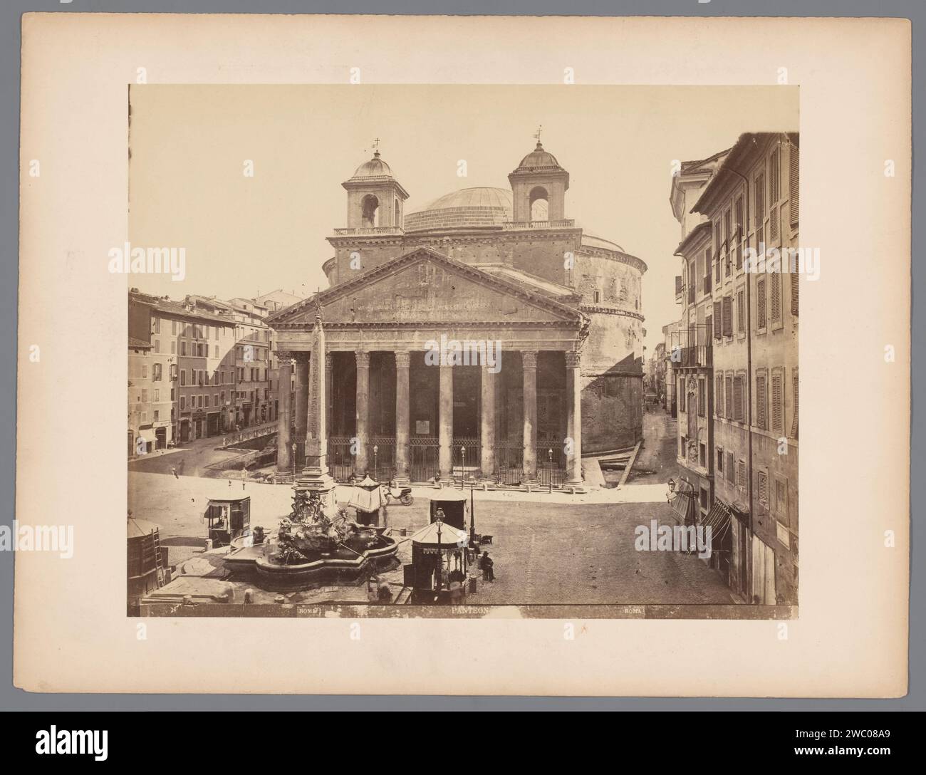 View of the Pantheon and the Macuteo Obelisk in Rome, Italy, Anonymous ...