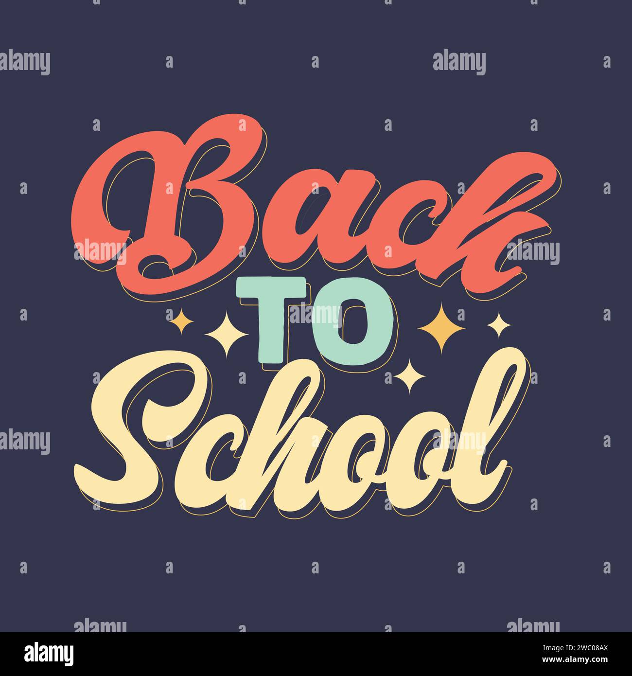 Back to school typography vector illustration with star icon. Back to ...