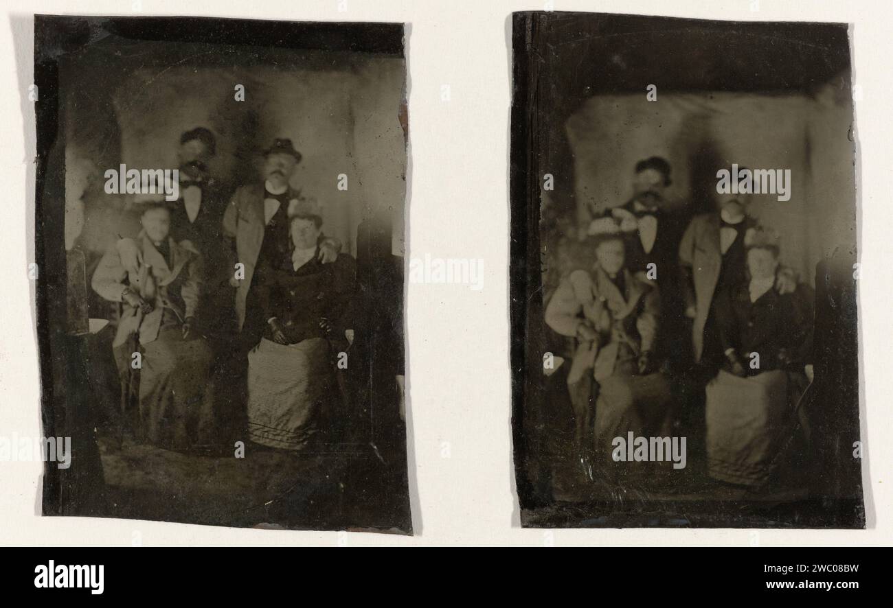 Group portrait of two unknown men and two unknown women, Anonymous ...