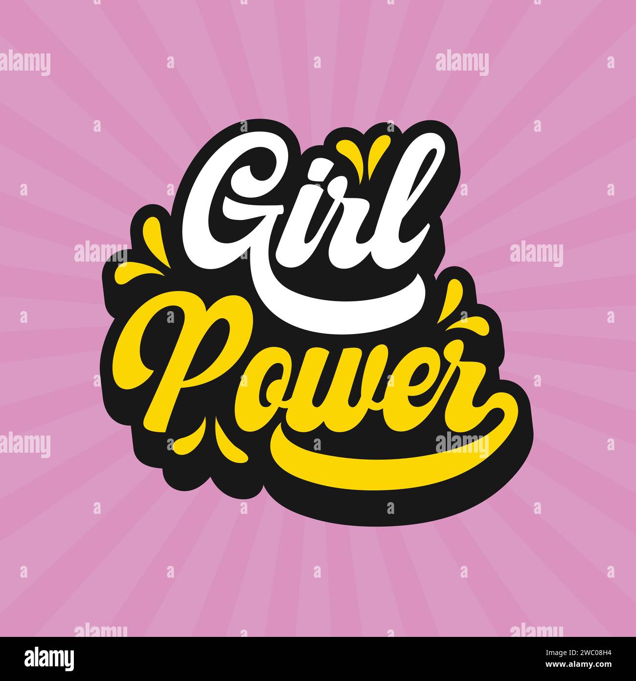 Girl Power Phrase Vector Lettering Illustration For T Shirt Design