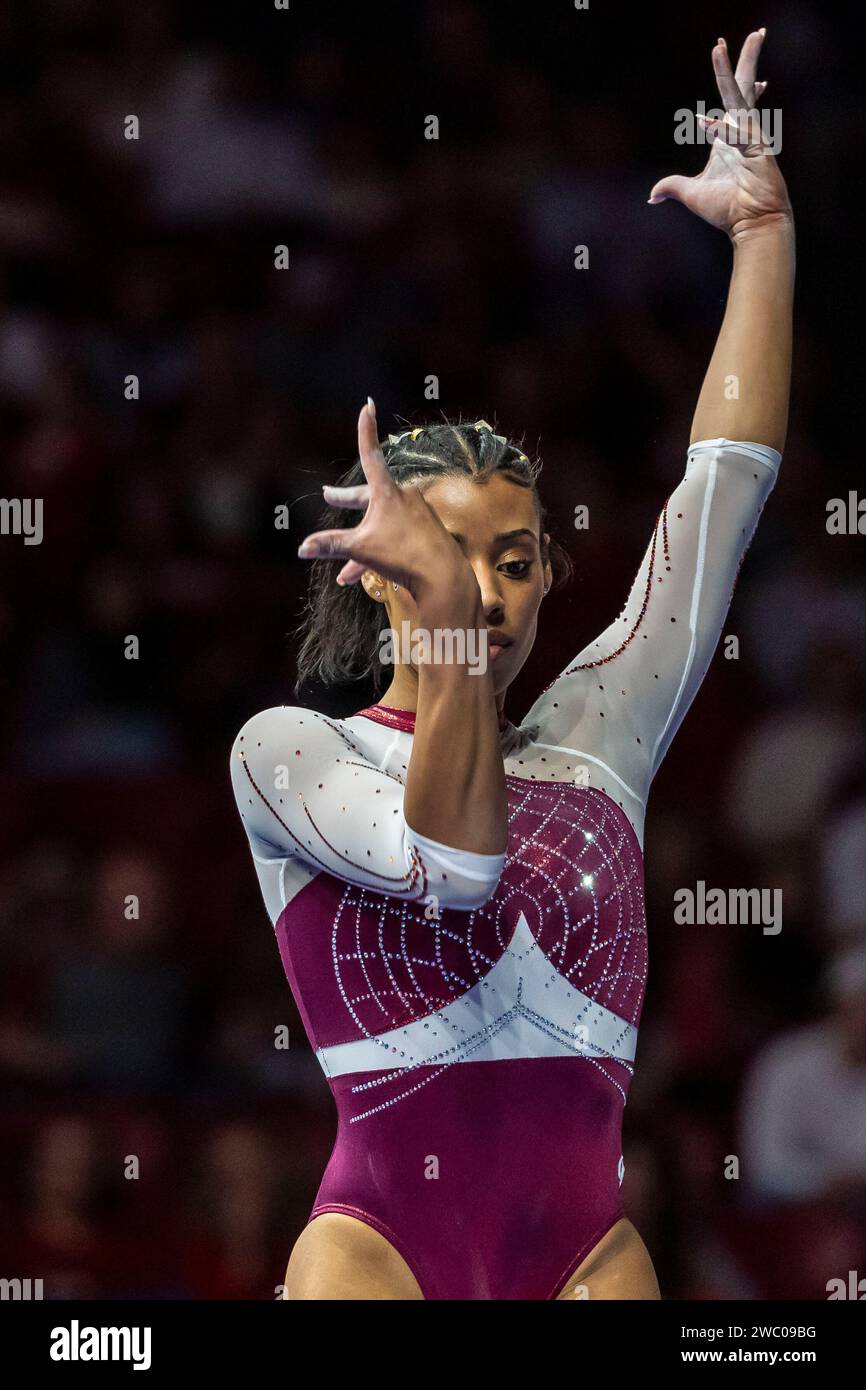 Alabama gymnast Shania Adams scores 9.700 on the beam during an NCAA ...