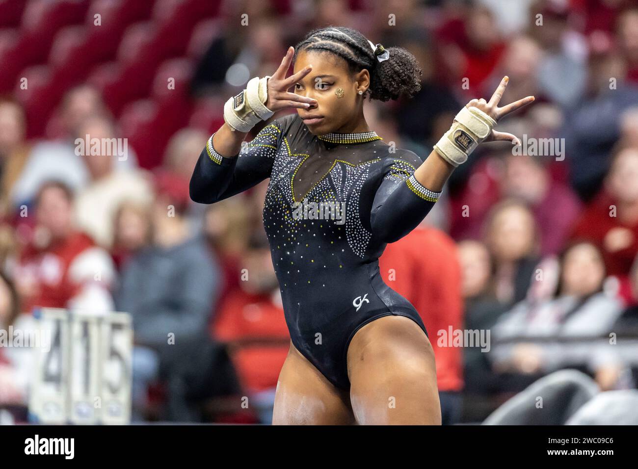 Missouri gymnast Jocelyn Moore scores 9.900 on the floor during an NCAA ...