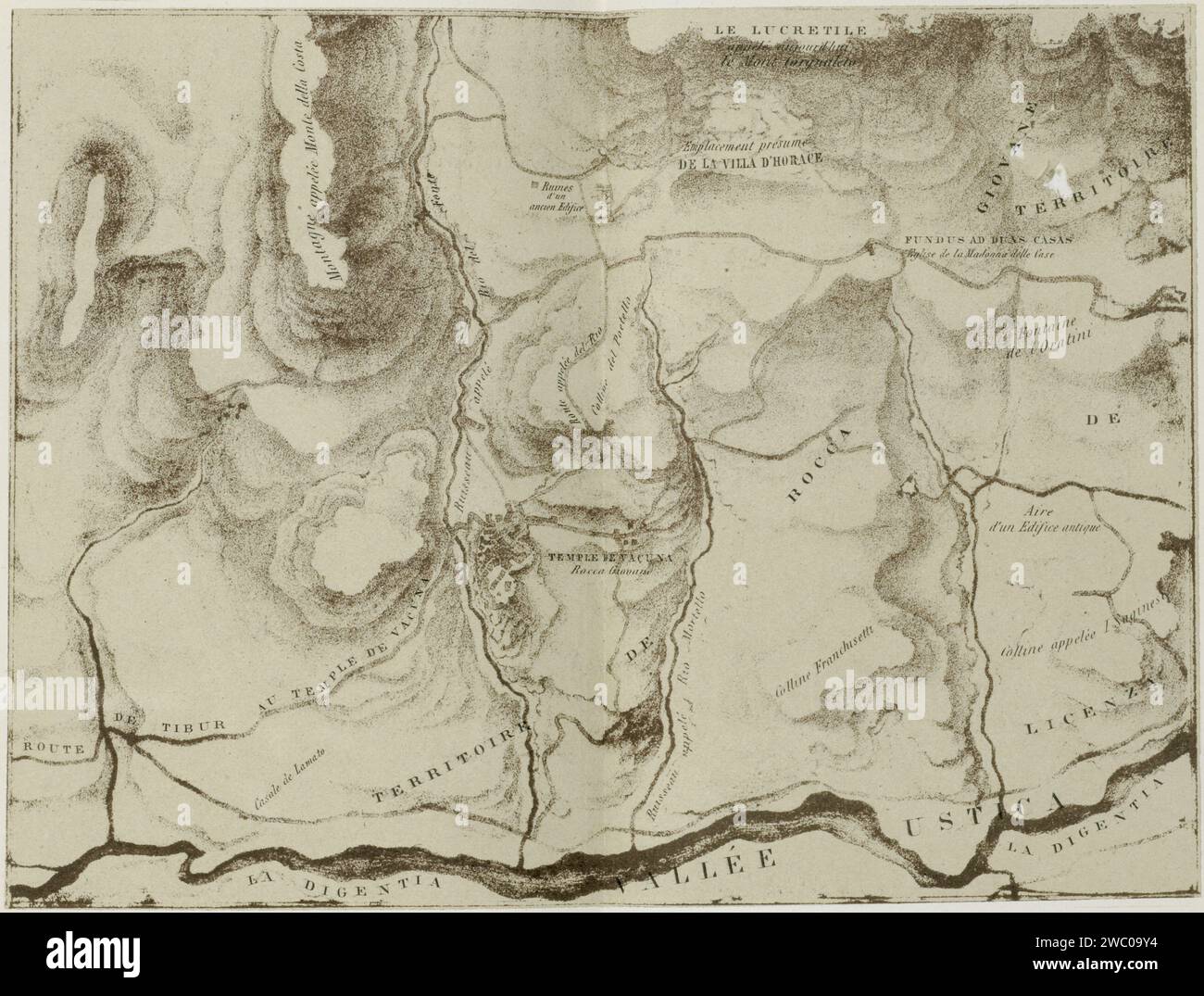 Map of the Villa van Horace with surroundings, in the region of ...
