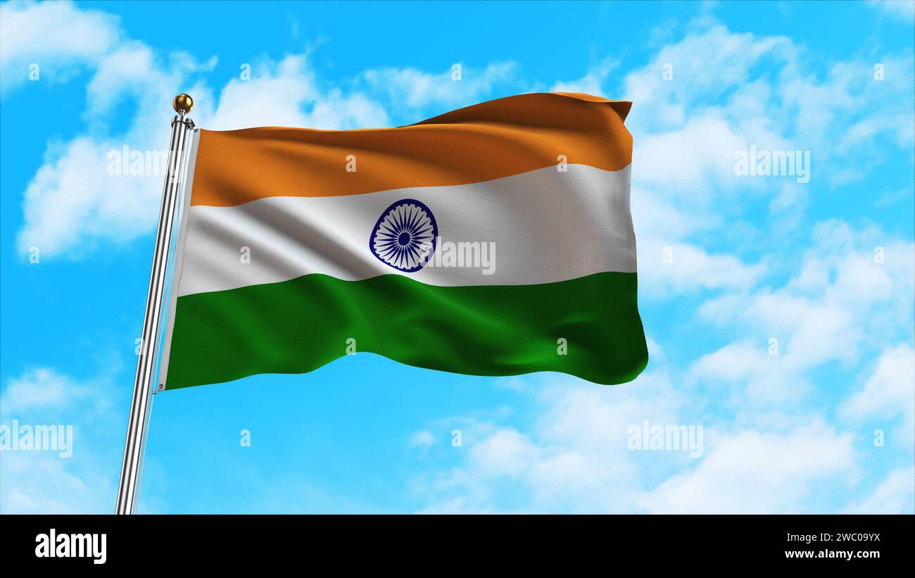 Indian Flag waving in the Sky Stock Photo - Alamy
