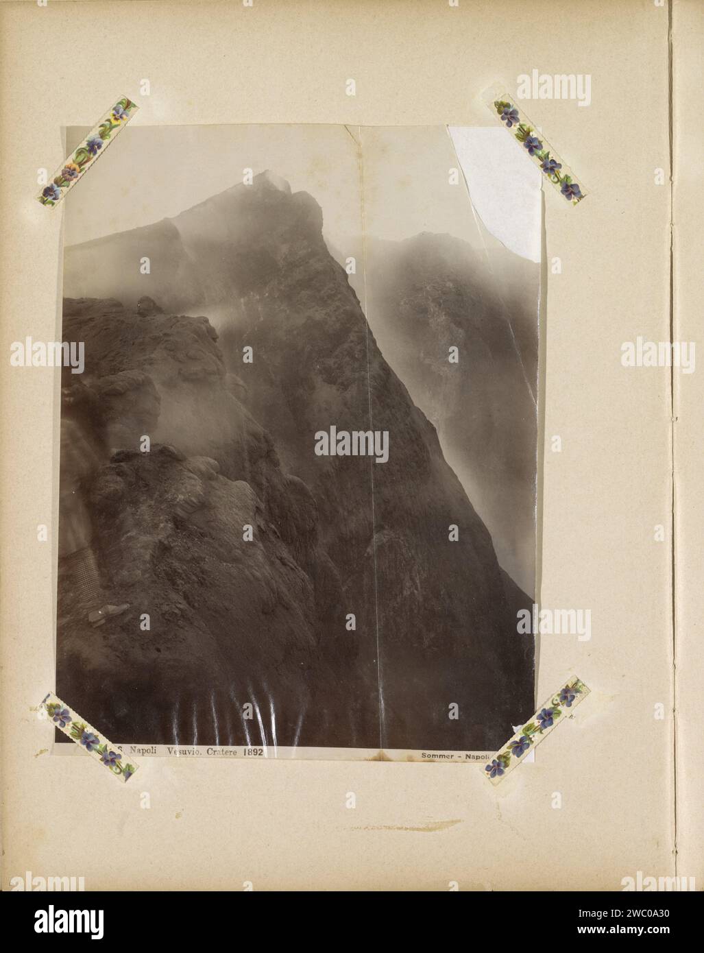 View of a smoking crater of the Vesuvius, c. 1870 - c. 1900 photograph ...