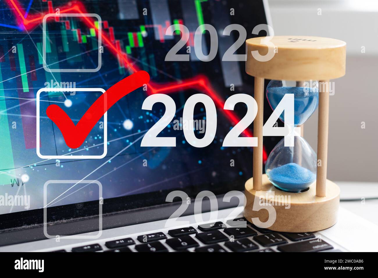Growth and development chart of company in new year 2024. Planning ...