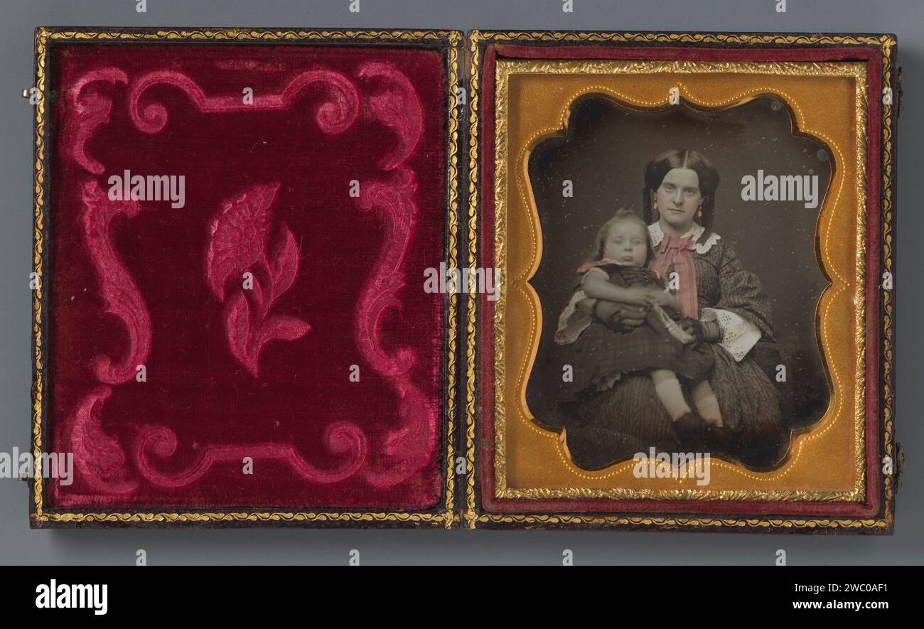 Portrait of an unknown mother and daughter, Anonymous, 1855 photograph ...