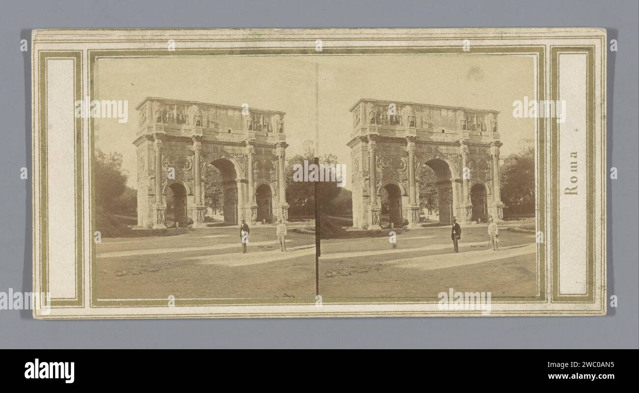 Boog of Constantijn in Rome, Anonymous, c. 1855 - c. 1860 stereograph ...