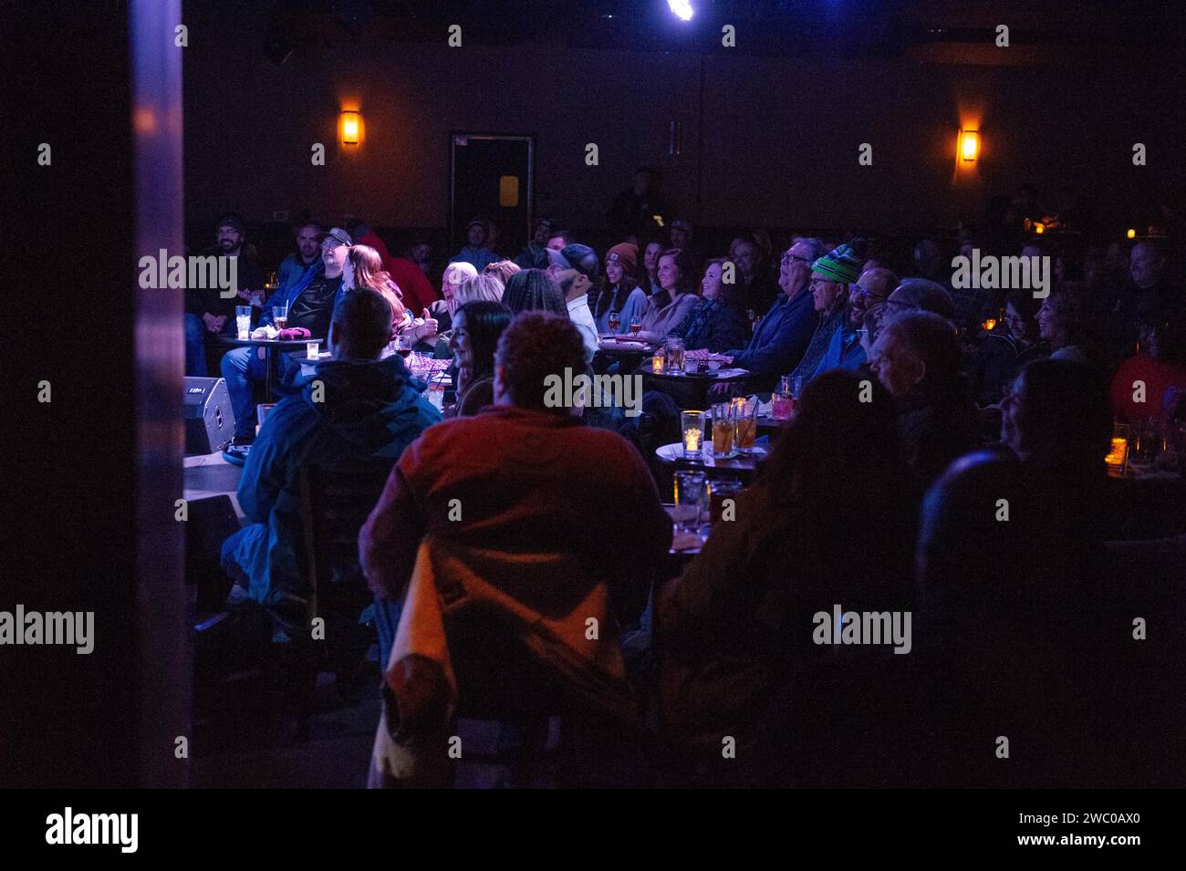 Portland, Oregon, USA. 12th Jan, 2024. Helium Comedy Club crowd ...