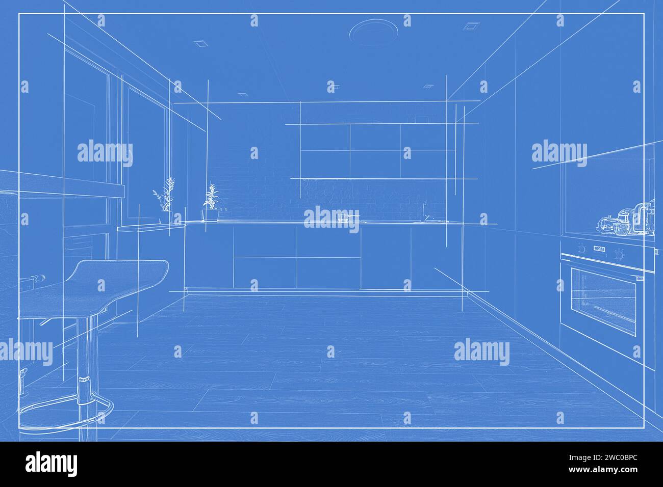 Linear sketch of an interior. Hand drawn illustration of a sketch style ...
