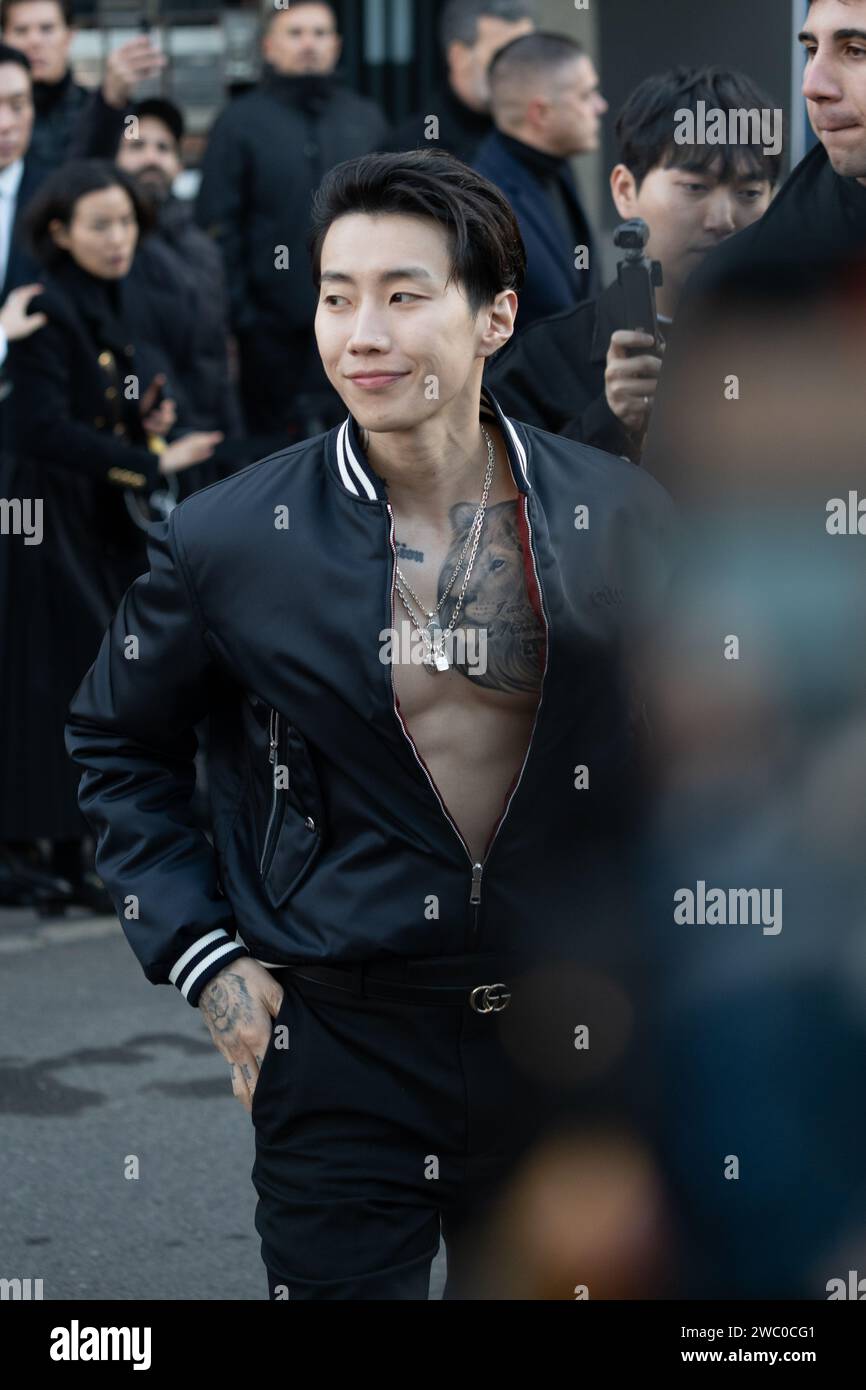 Milan, Italy. 12th Jan, 2024. Jay Park is arriving at the ''Gucci Ancora'' fashion show at Milan ...