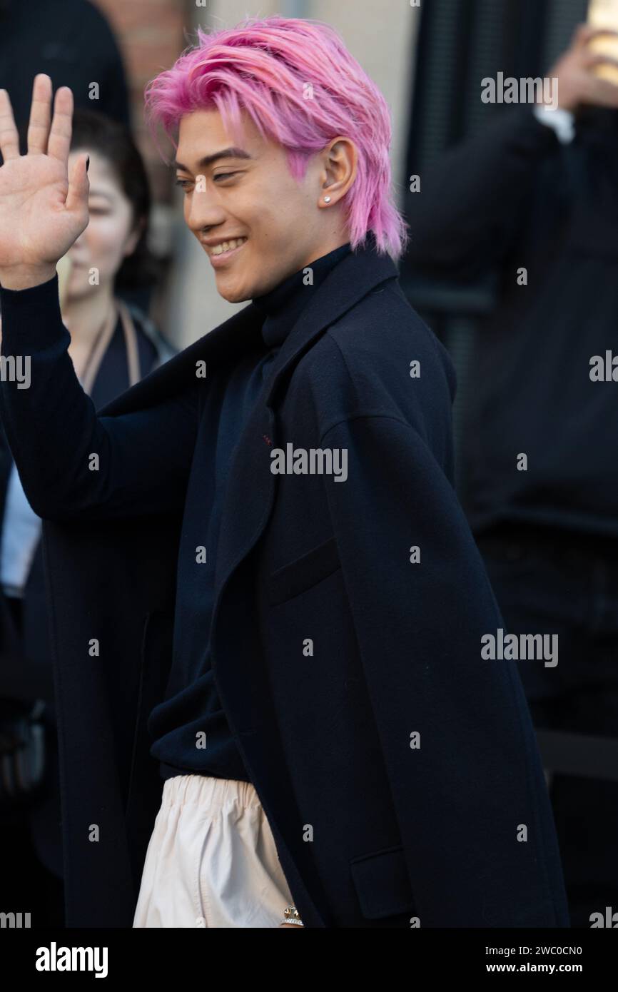 Milan, Italy. 12th Jan, 2024. Yamato Inoue is arriving at the ''Gucci ...