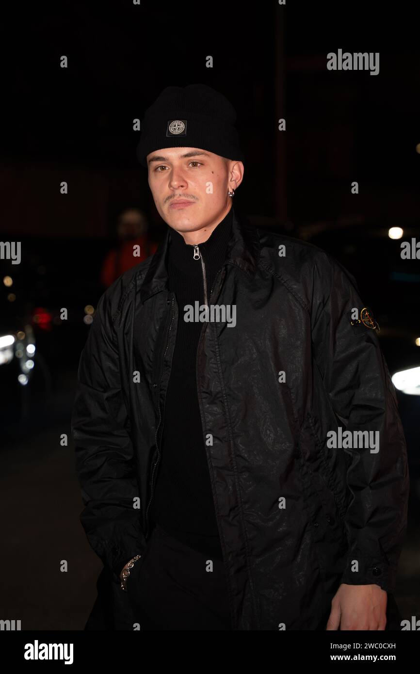 Milan, Italy. 12th Jan, 2024. Aron Piper is arriving at the Stone ...