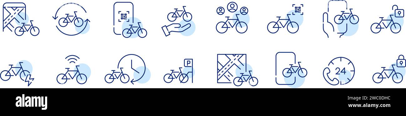 Bicycle icons. Bike sharing apps. Pixel perfect, editable stroke Stock ...