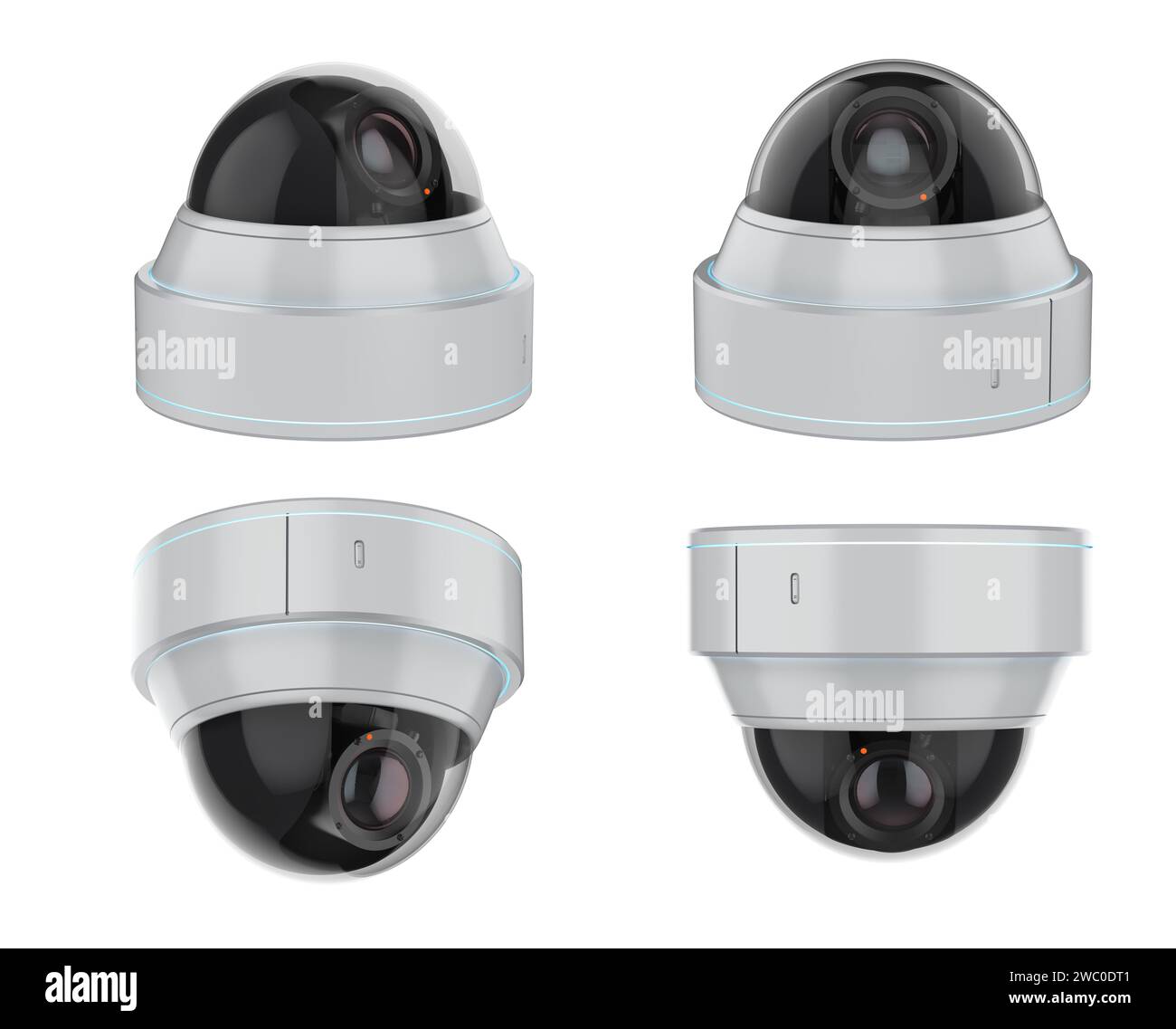 3d rendering set of security cameras or cctv cameras isolated on white ...