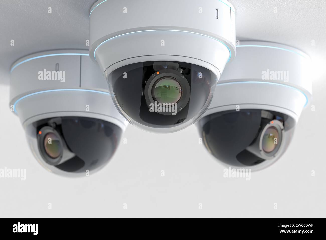 3d rendering group of security cameras or cctv cameras on ceiling Stock ...