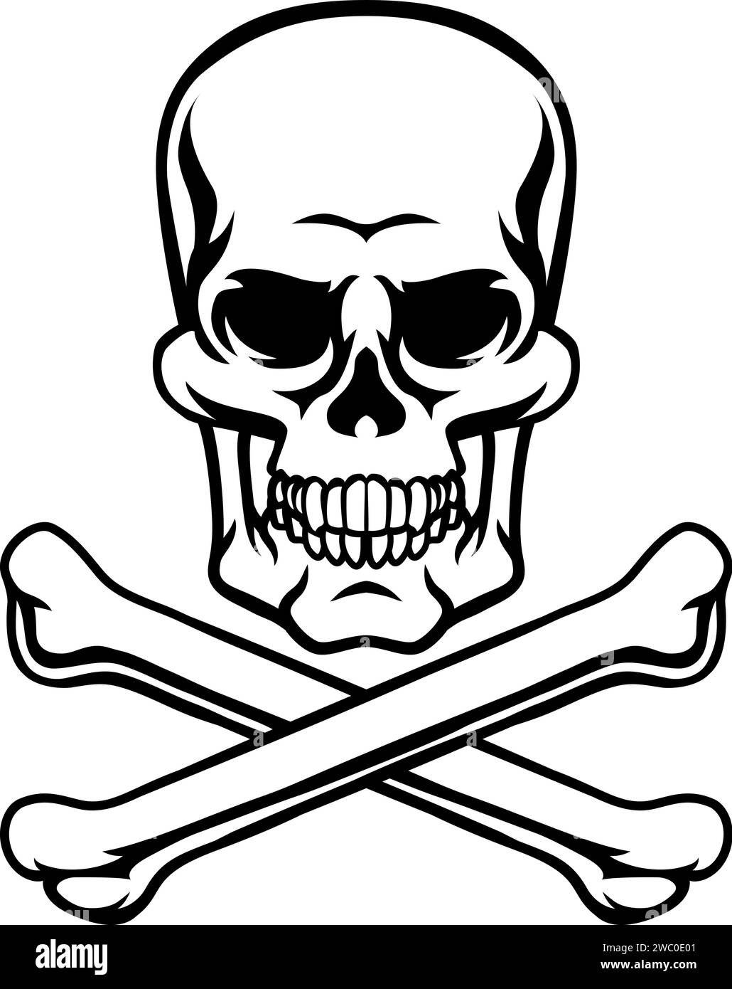 Skull And Crossbones Pirate Grim Reaper Cartoon Stock Vector Image ...