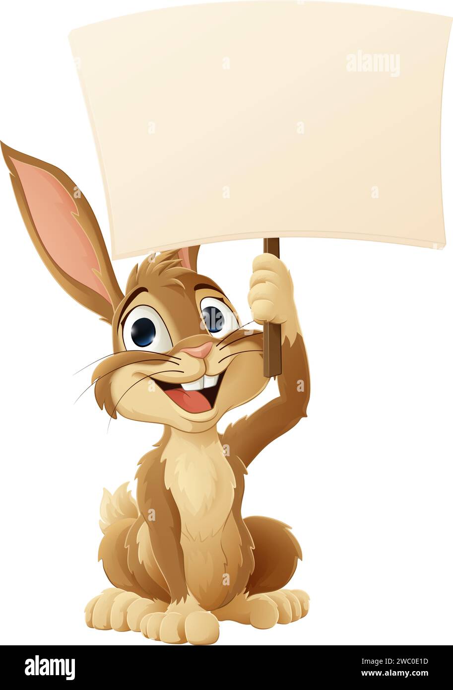 Easter Bunny Rabbit Holding a Sign Cartoon Stock Vector Image & Art - Alamy