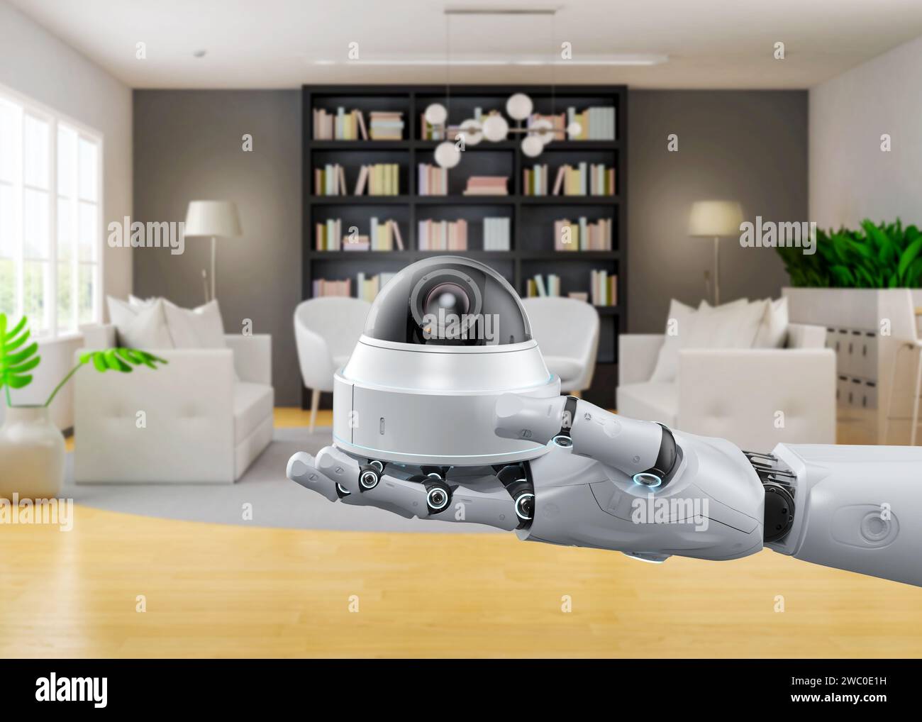 3d rendering smart security camera with ai robot Stock Photo - Alamy