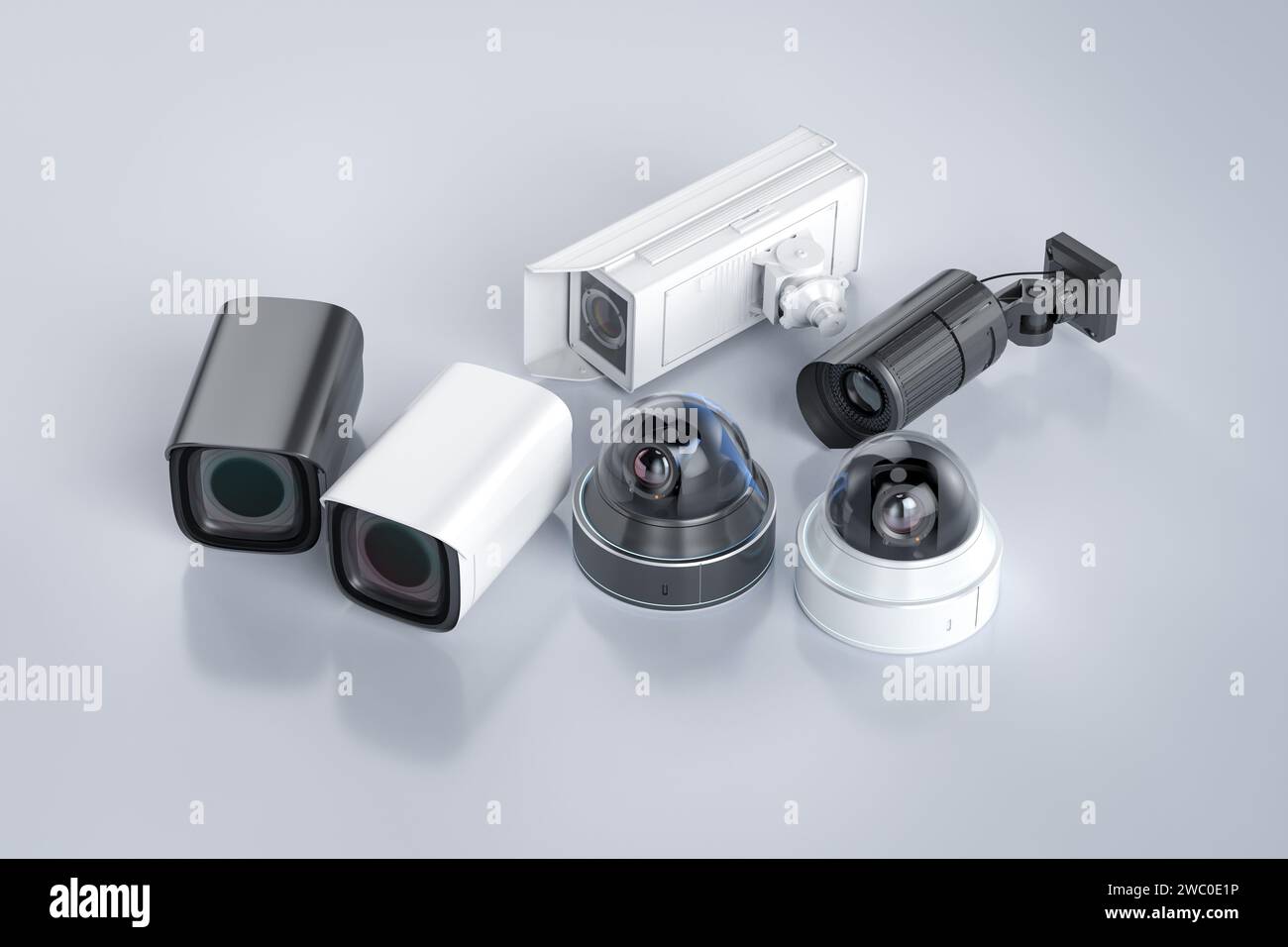 3d rendering set of security cameras or cctv cameras Stock Photo - Alamy