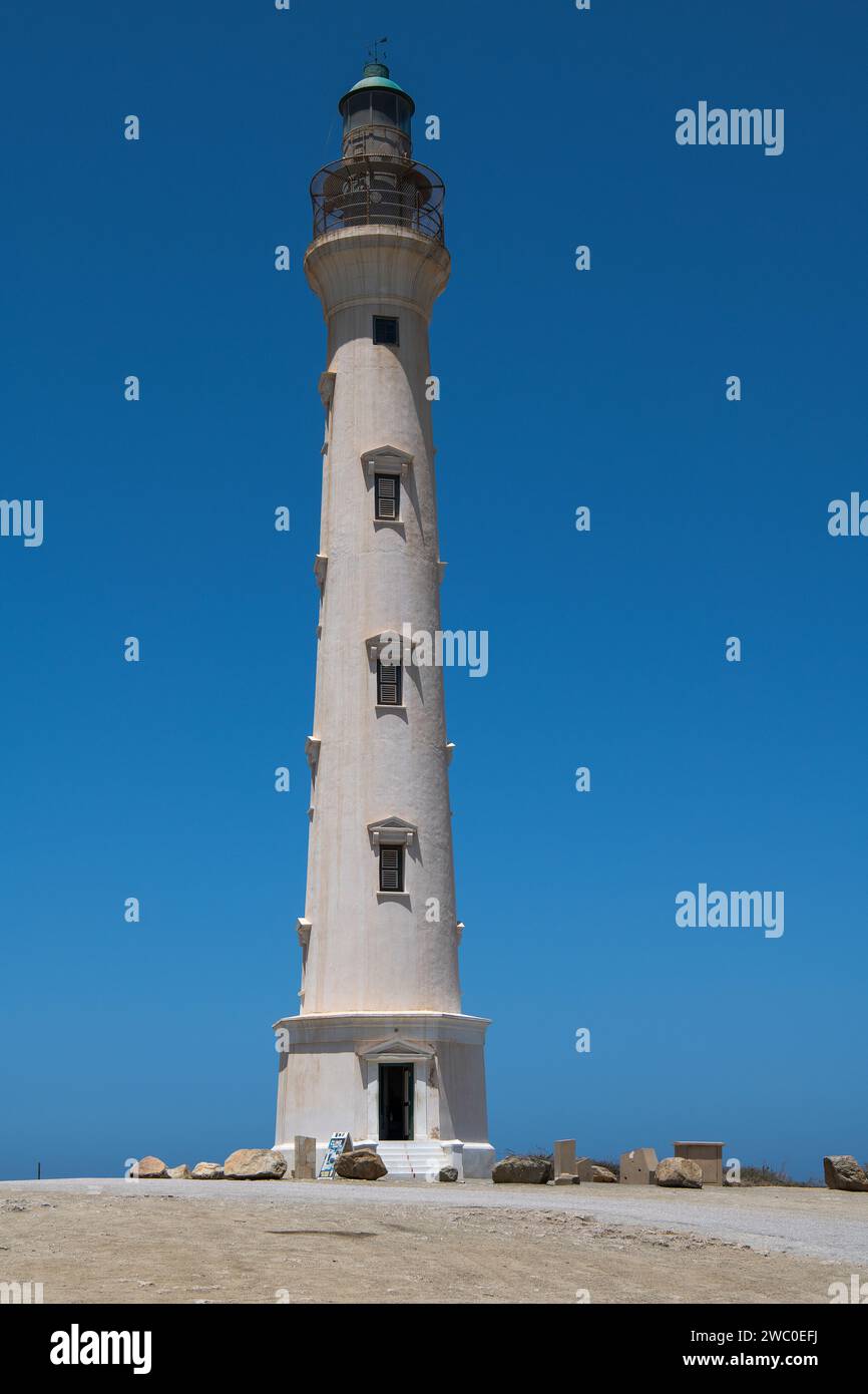 Oranjestad, Aruba - August 7, 2021; Lighthouse of Aruba, located on the ...